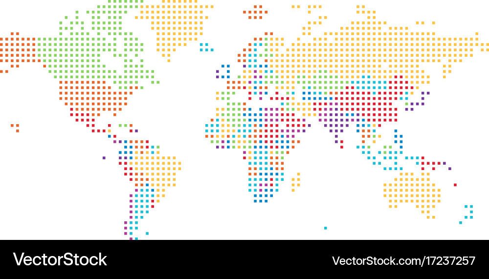 Dotted world map of square dots Royalty Free Vector Image
