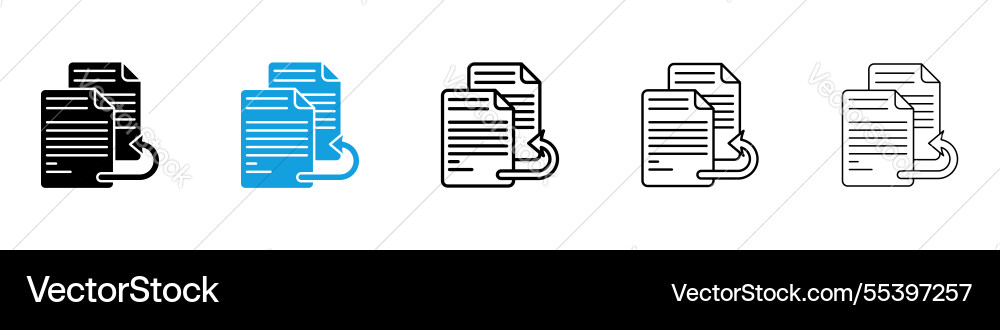 Duplicate icons collection in black and blue Vector Image