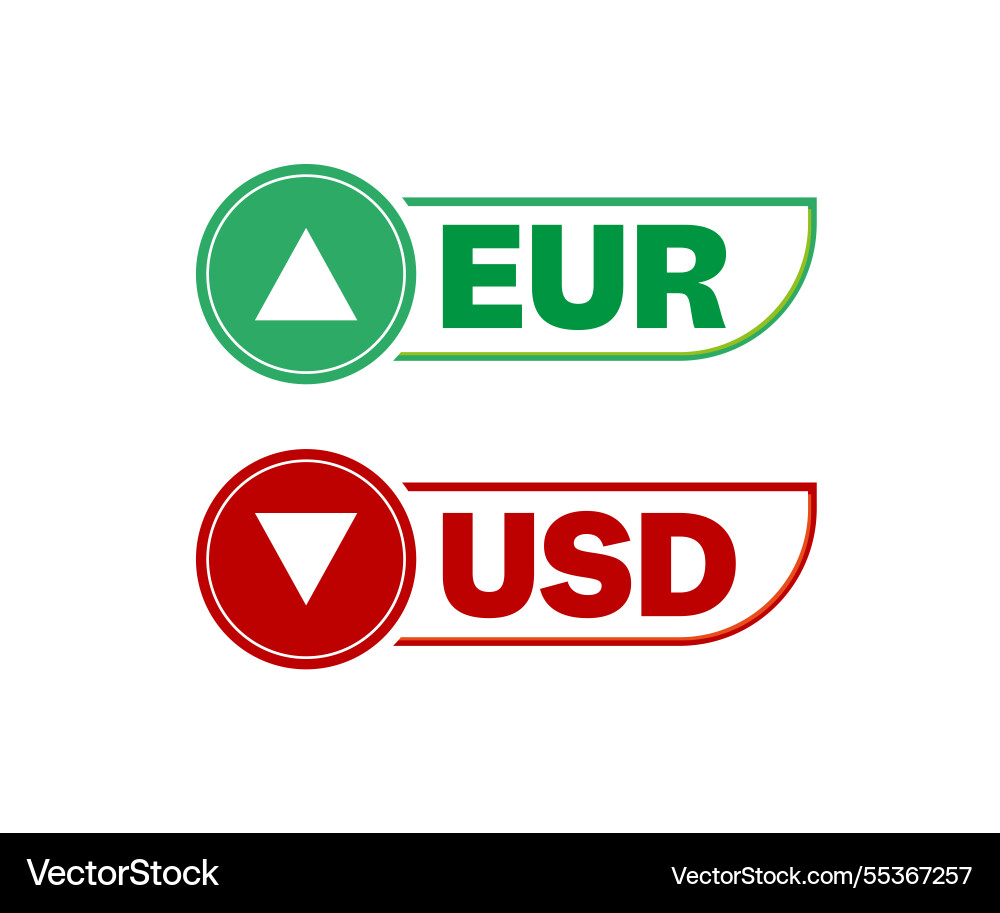 Eur usd symbol icon up down currency sign Vector Image