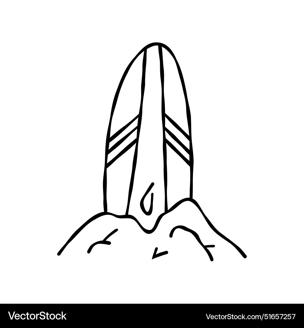 Hand drawn surfboard on the beach sketch Vector Image