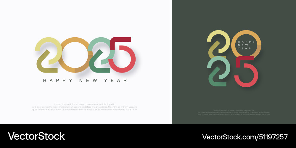 Happy new year 2025 set with a unique number Vector Image