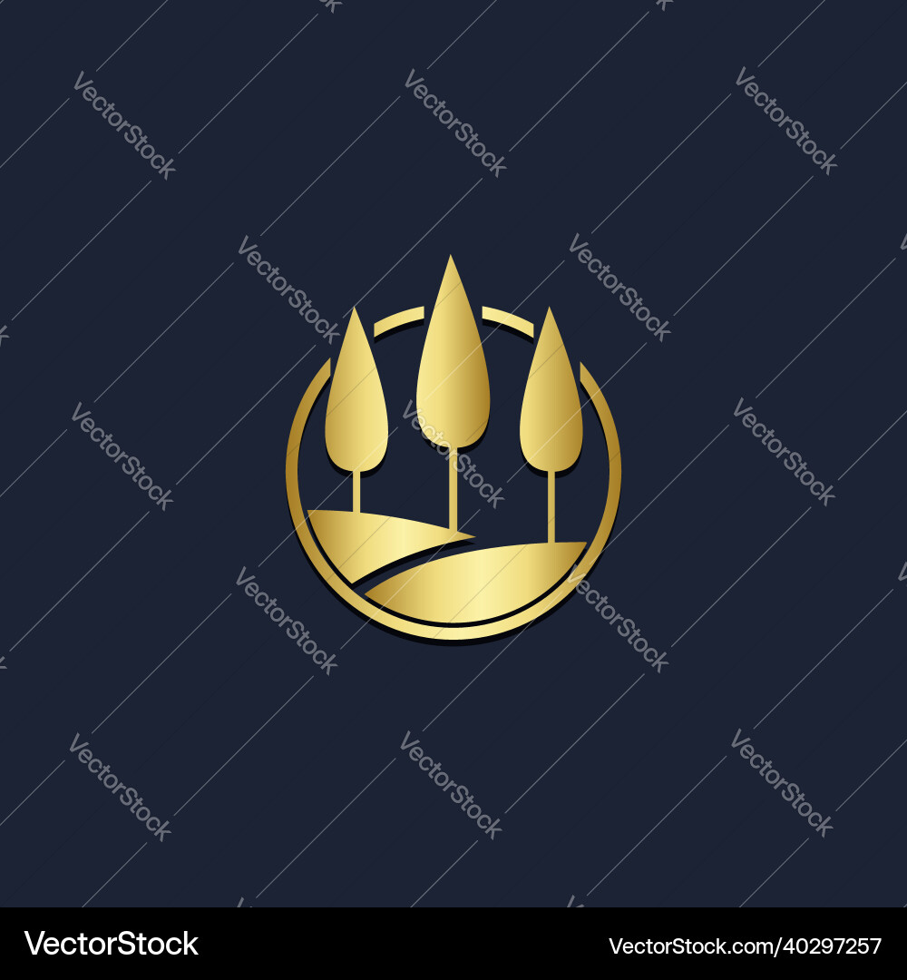 Pine tree nature gold logo Royalty Free Vector Image