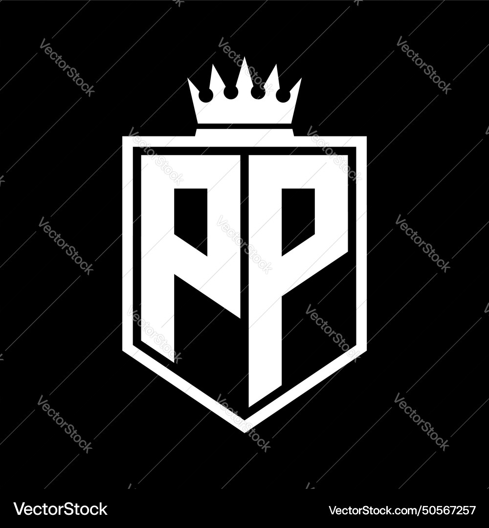 Pp logo monogram bold shield geometric shape Vector Image