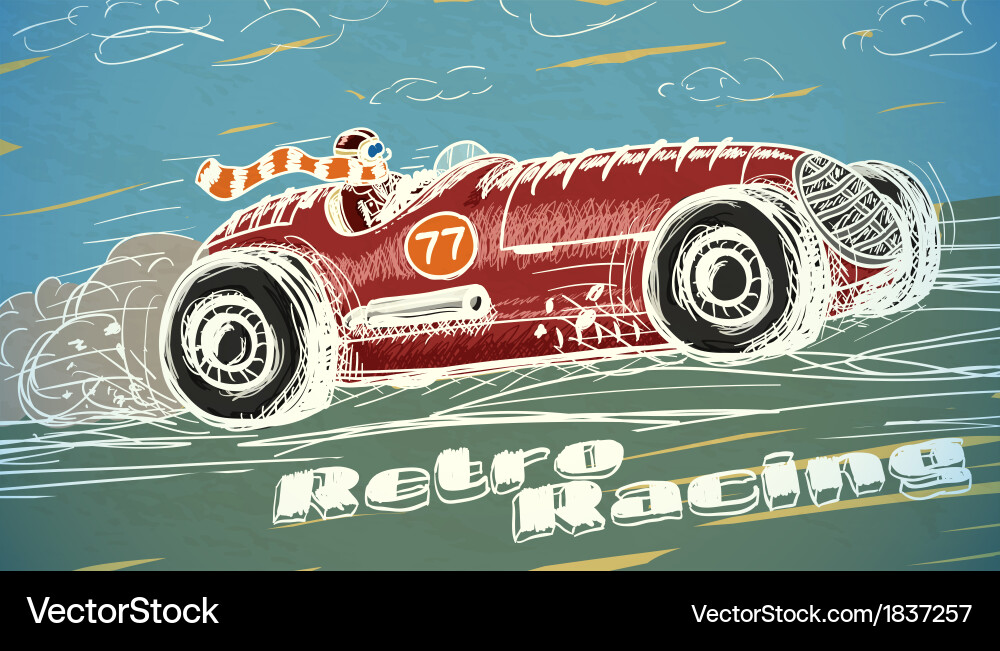 Retro racing car poster Royalty Free Vector Image