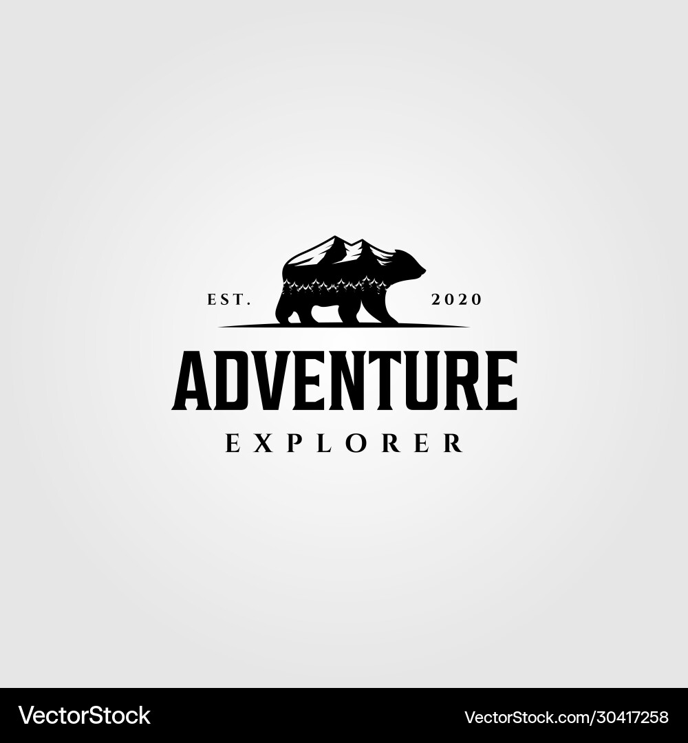 Adventure explorer mountain bear walk logo Vector Image
