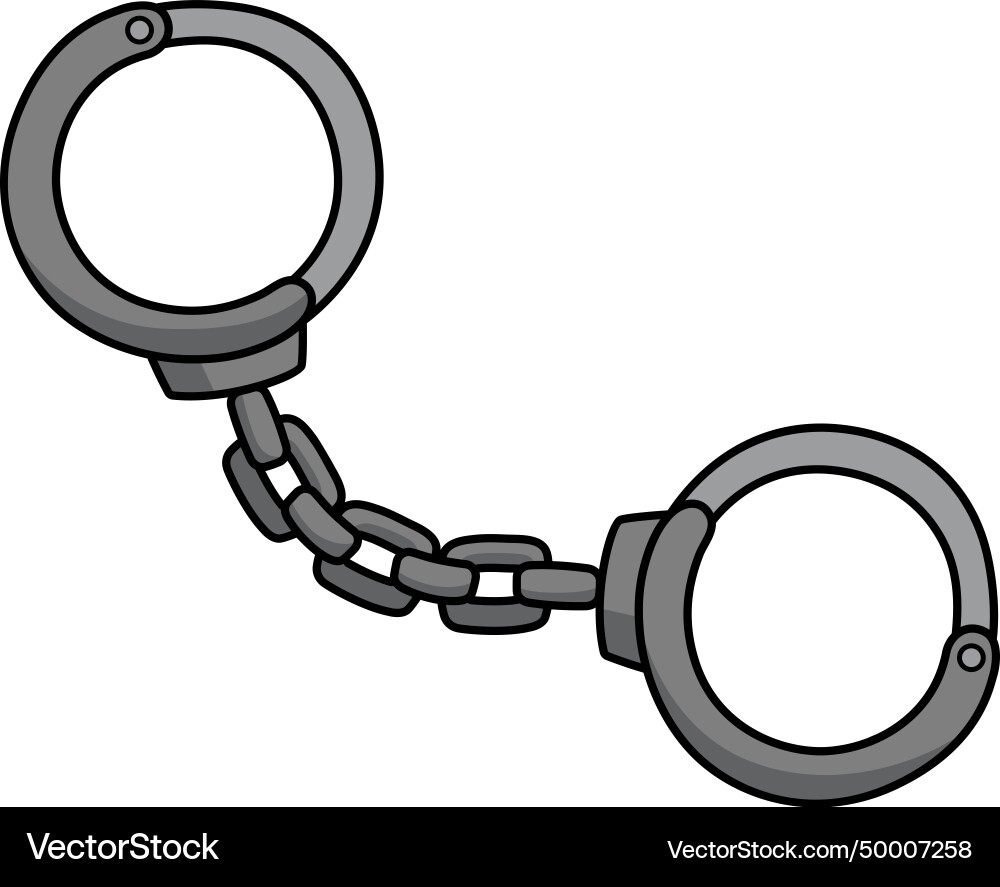Handcuff cartoon colored clipart Royalty Free Vector Image