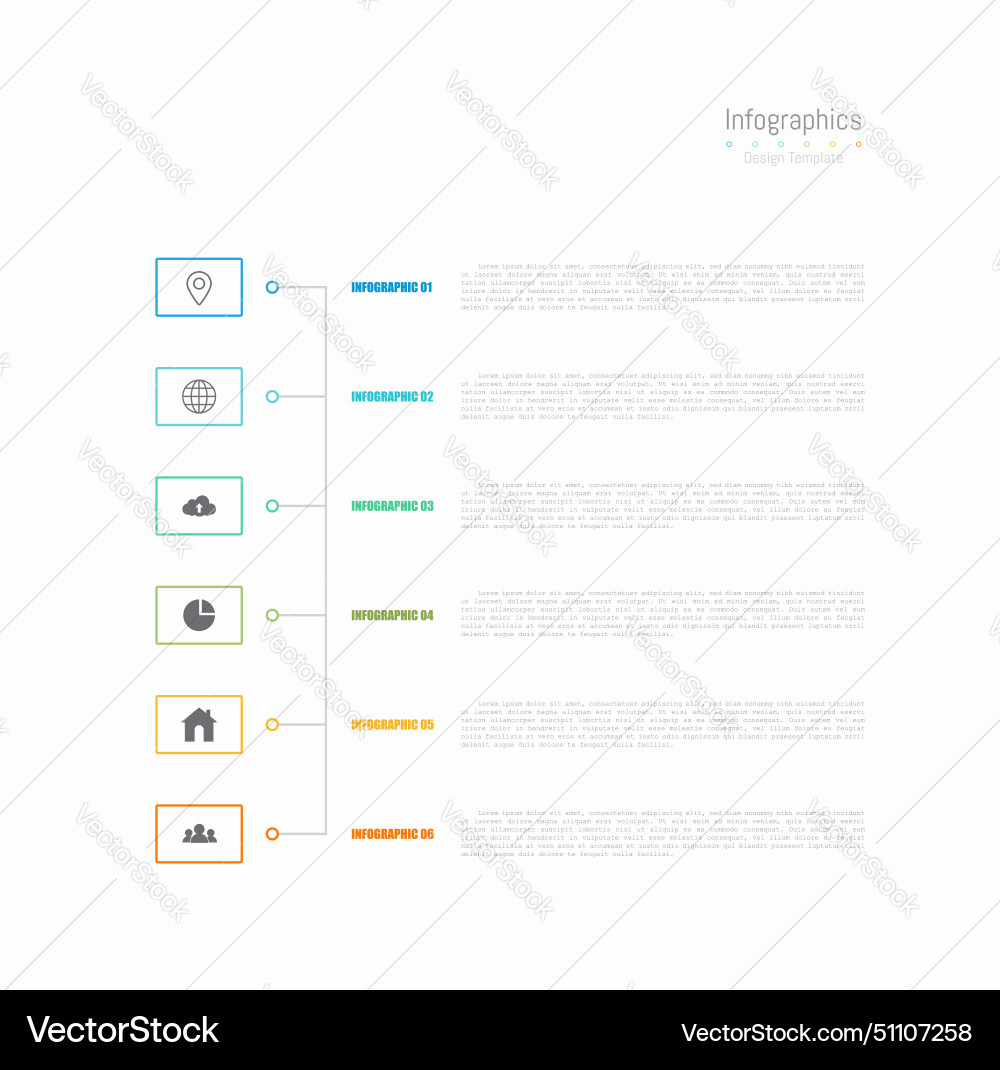 Infographic 6 options design element Royalty Free Vector