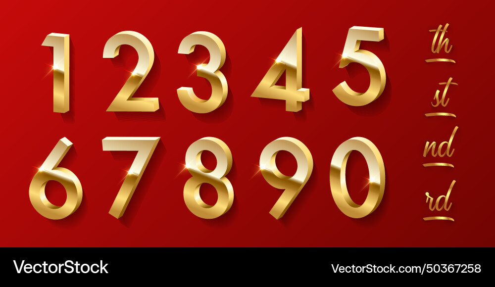 Luxurious Golden Number Set Royalty Free Vector Image