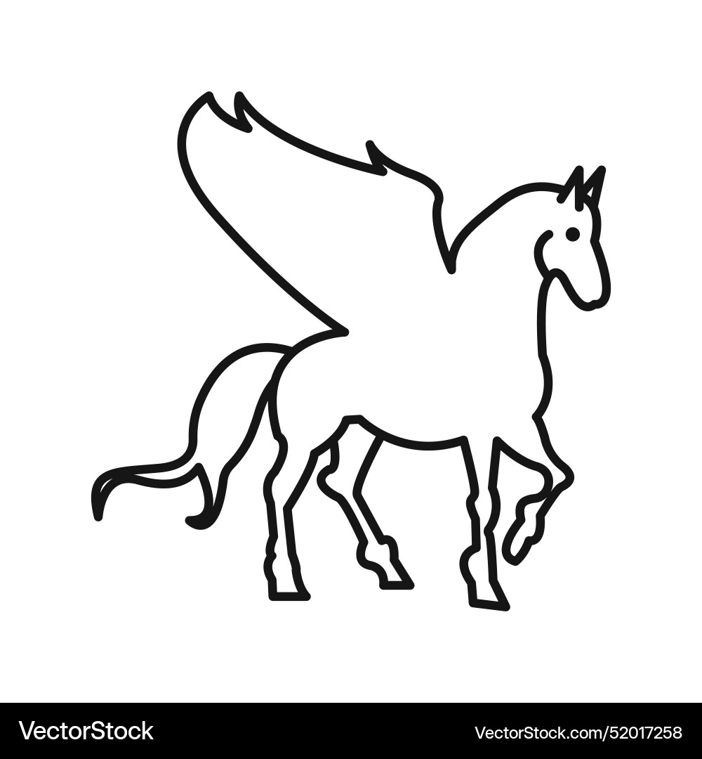 Pegasus icon black line art Royalty Free Vector Image