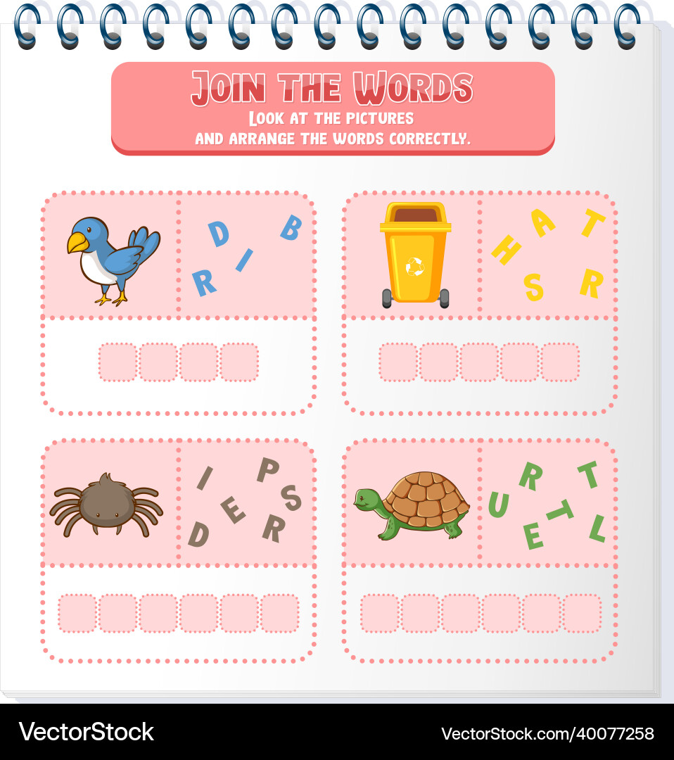 Spelling word game template Royalty Free Vector Image