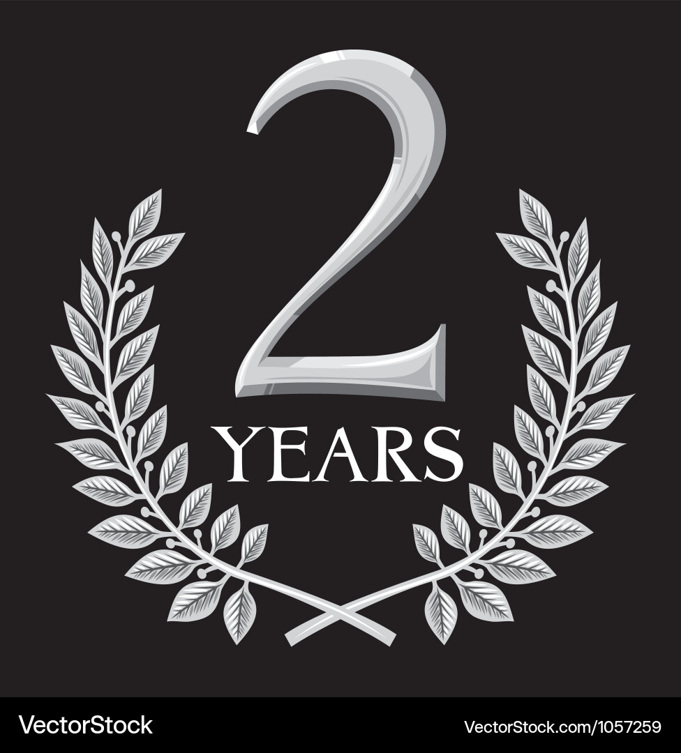 Golden laurel wreath 2 years Royalty Free Vector Image