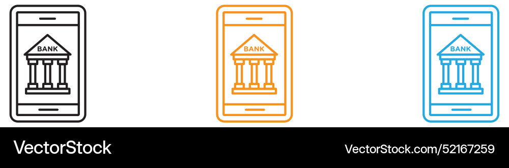 Mobile bank icon logo set collection for web app Vector Image