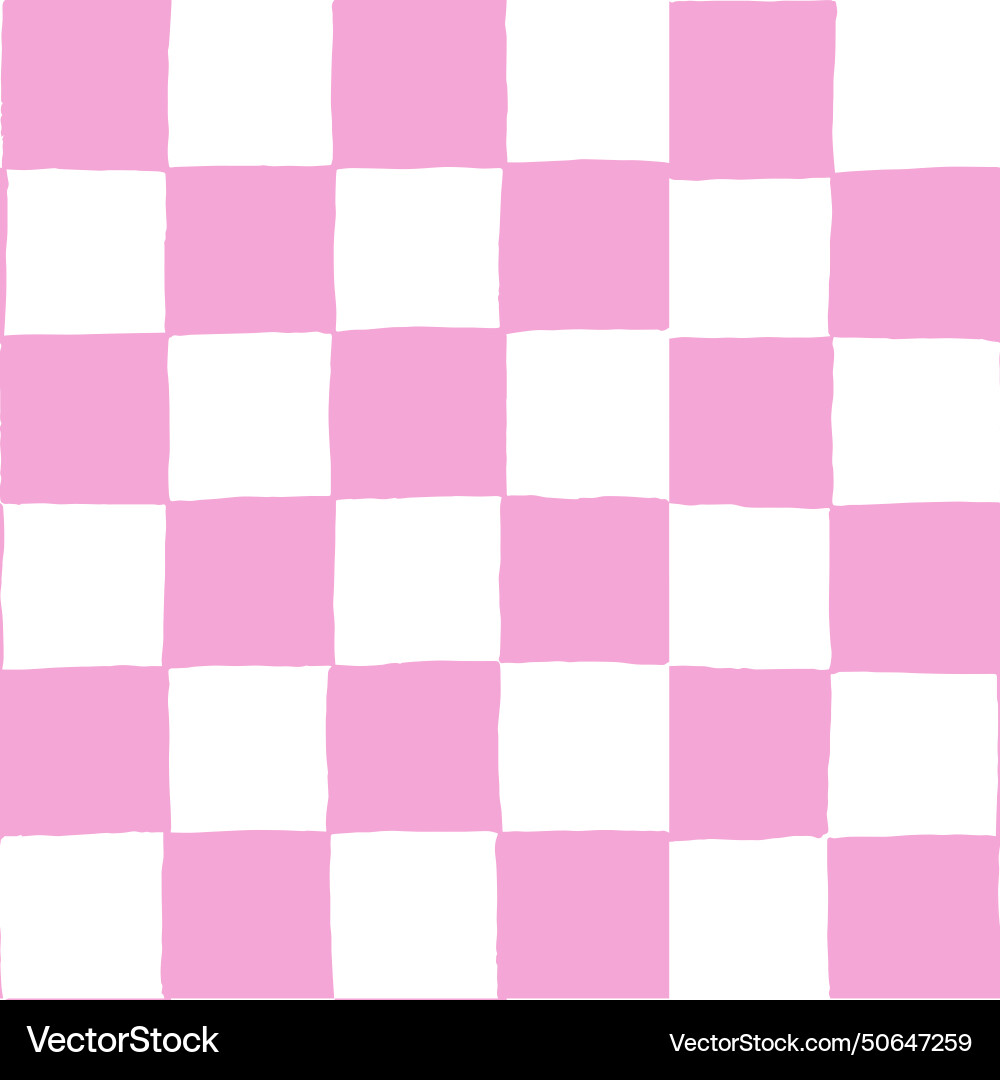 Pink hand drawn checkerboard seamless Royalty Free Vector