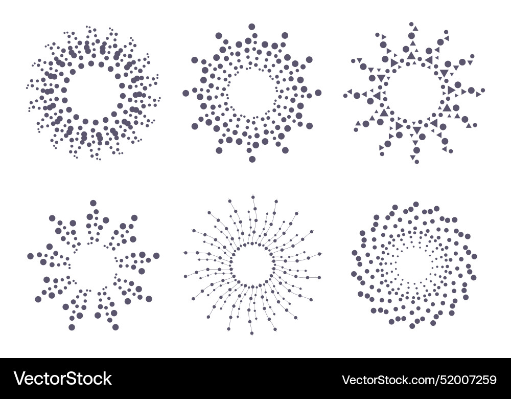 Radial halftone dots in circle form fireworks Vector Image