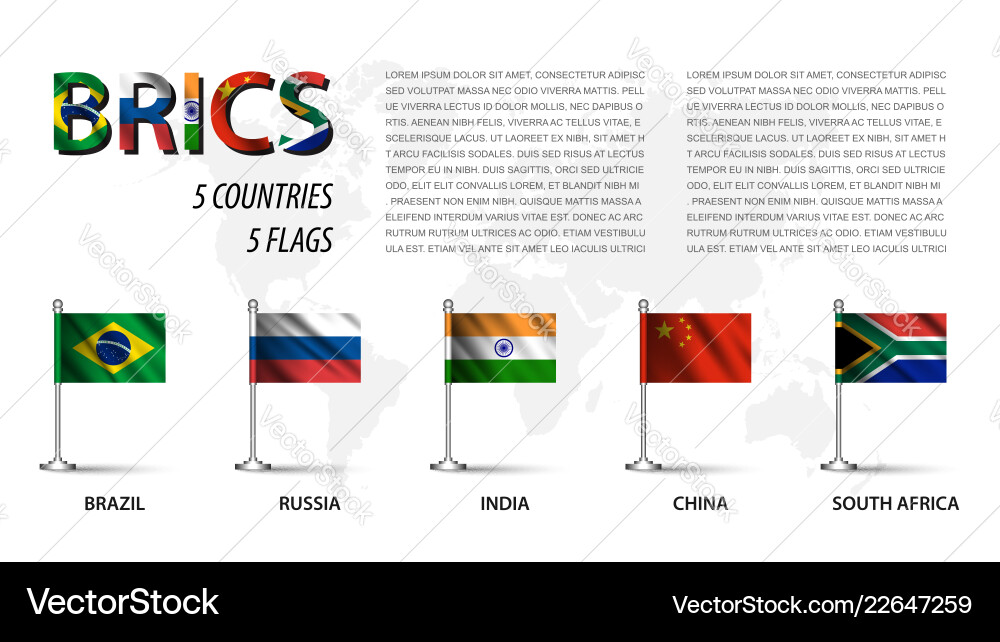 Realistic flag of brics Royalty Free Vector Image