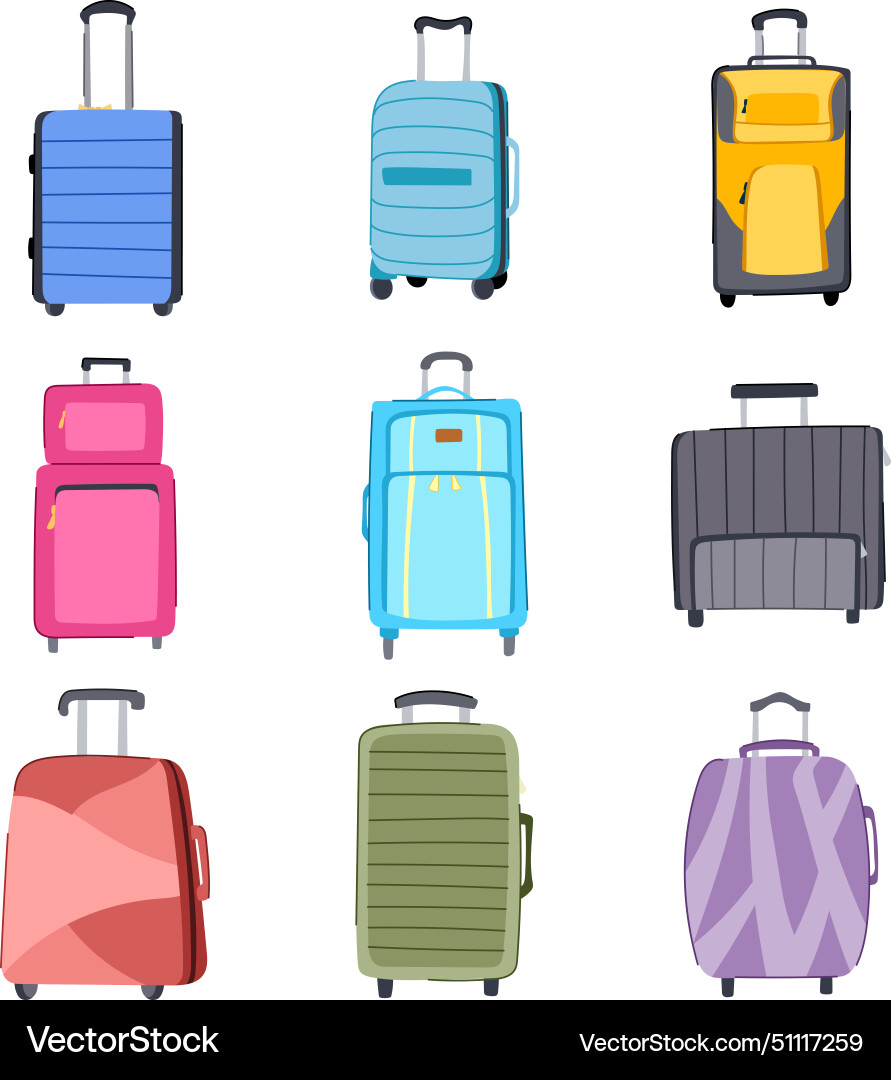 Suitcase set cartoon Royalty Free Vector Image