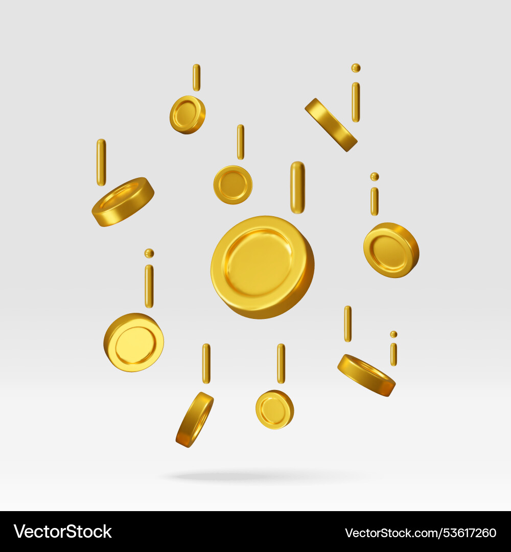3d falling gold coins money rain Royalty Free Vector Image