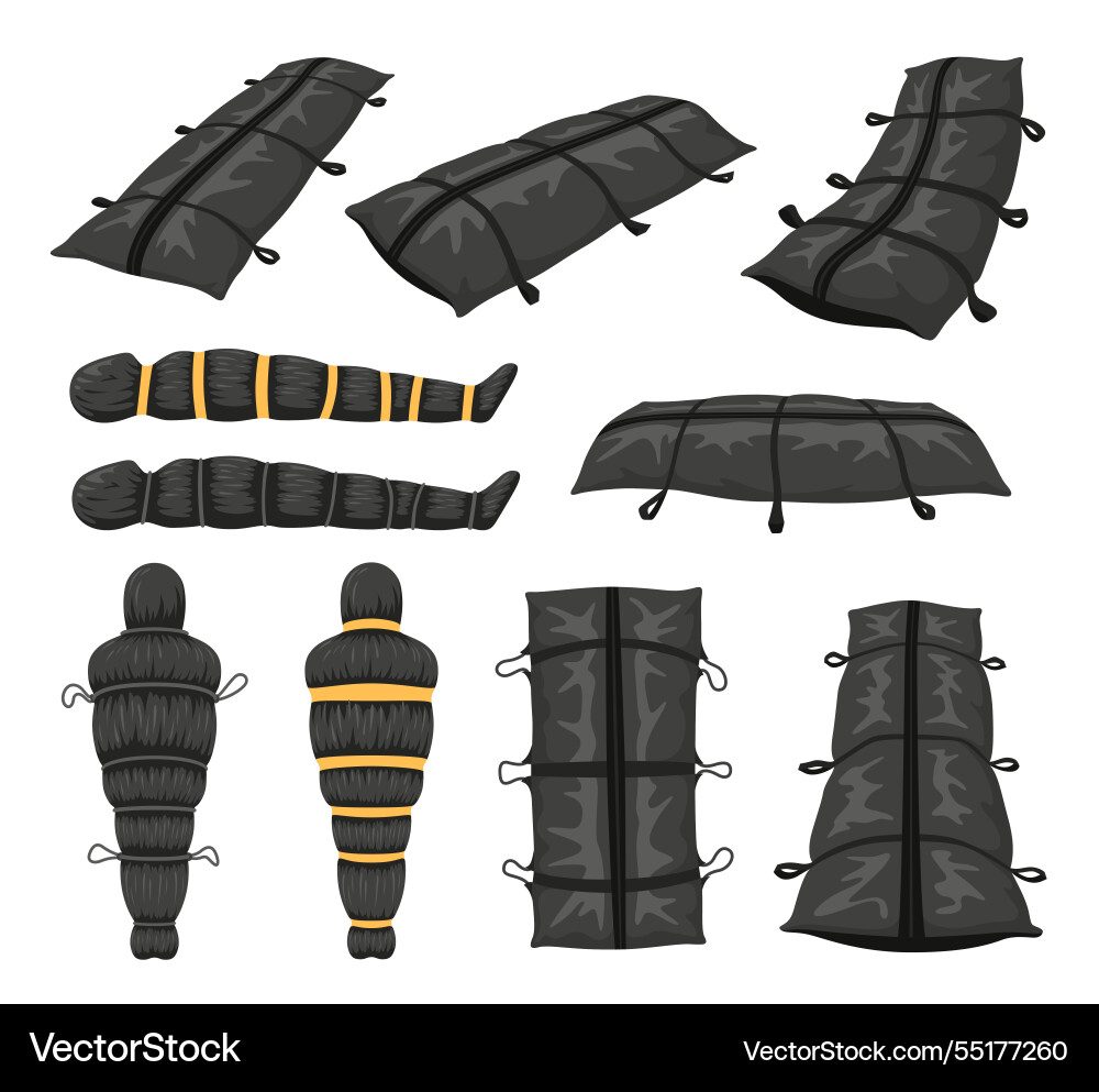 Body bag coverage for die human person different Vector Image