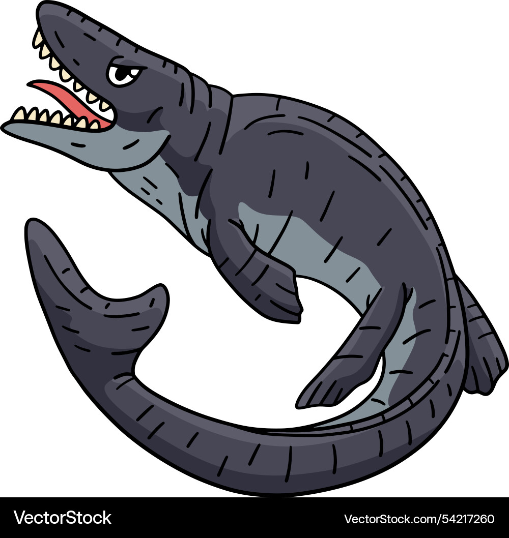 Dinosaur mosasaurus cartoon colored clipart Vector Image