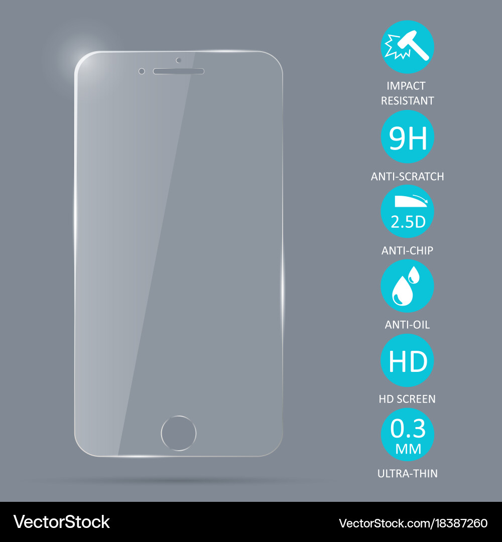 Glass screen protector for smartphone Royalty Free Vector