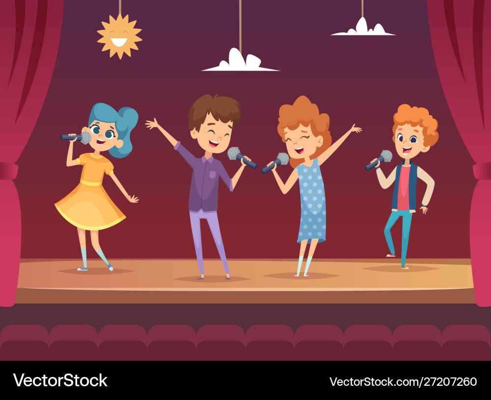 Kids Karaoke Performance Royalty Free Vector Image