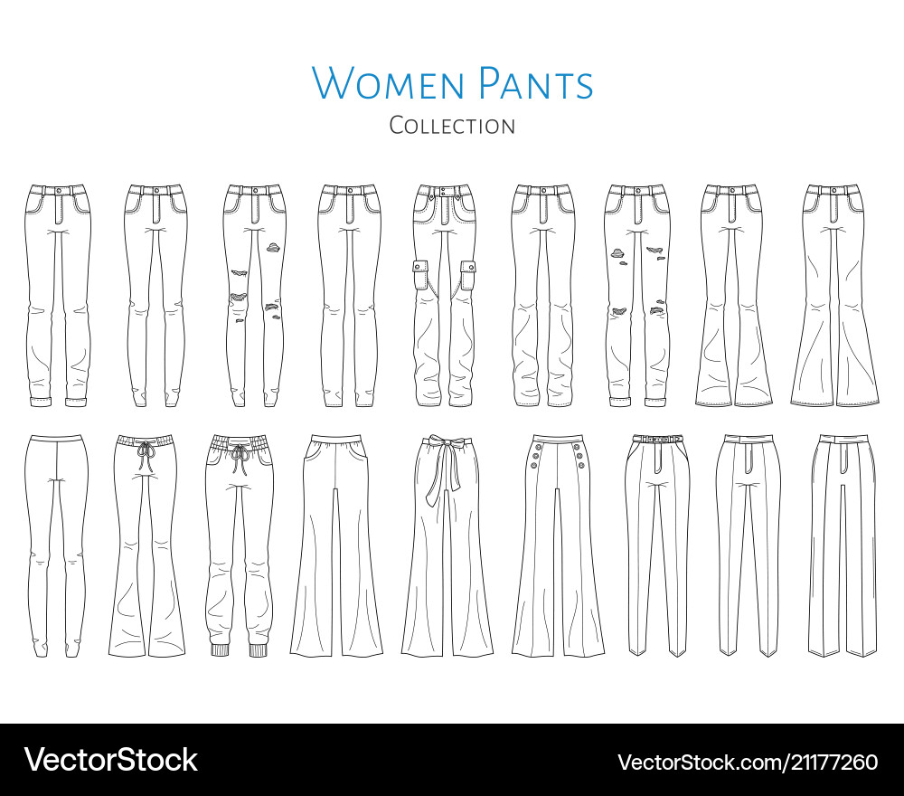 Women pants collection sketch Royalty Free Vector Image