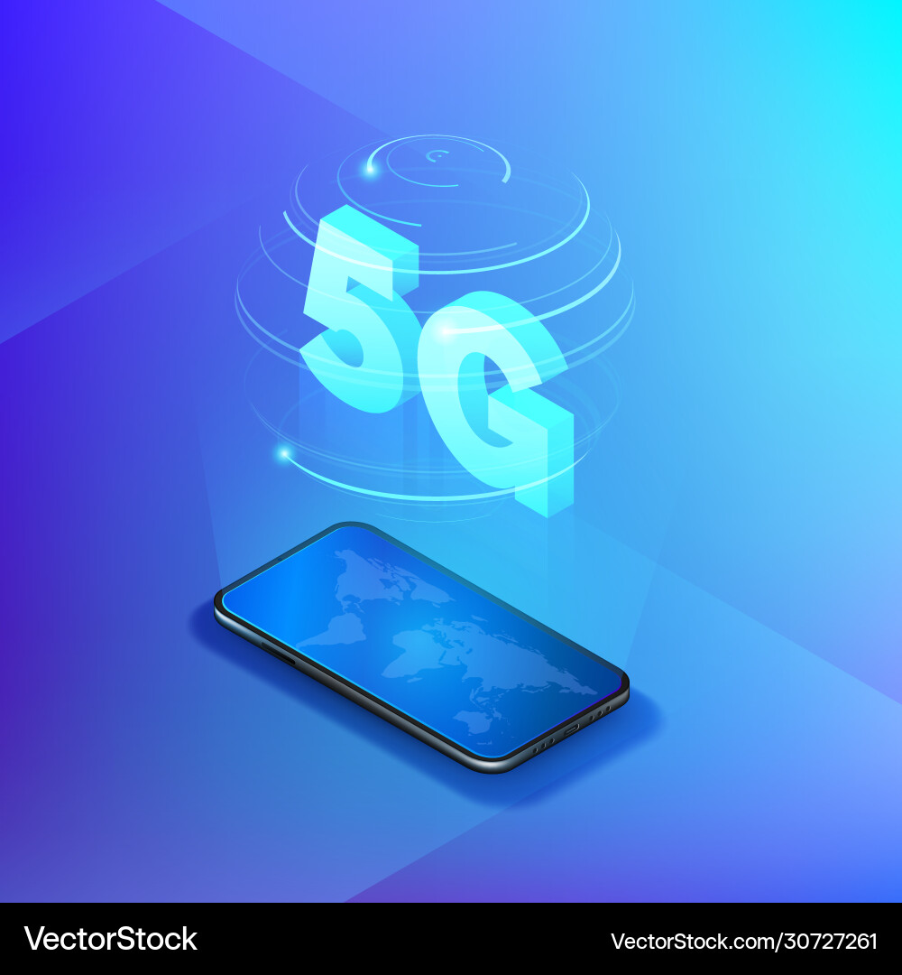 5g fast mobile networks phone with global Vector Image
