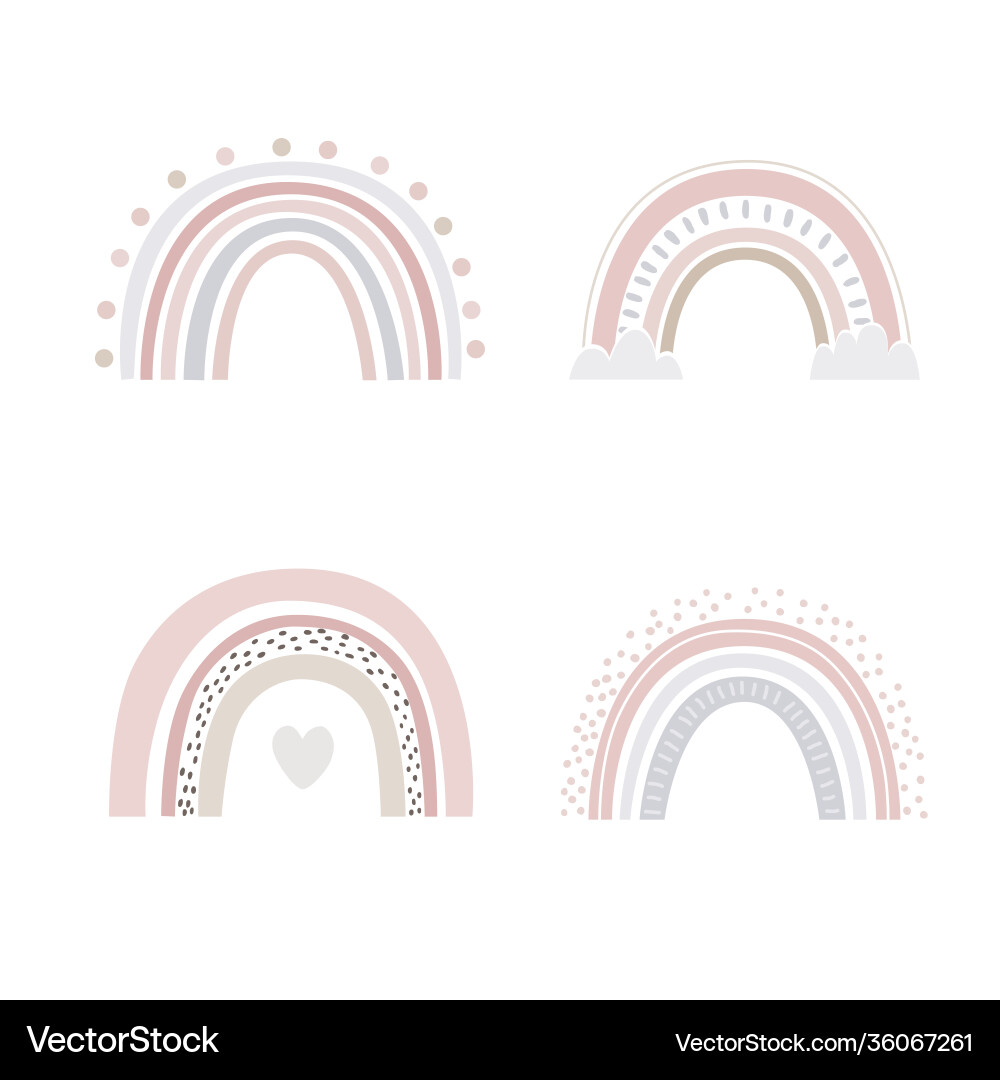 Colorful Rainbow Doodle Set Royalty Free Vector Image