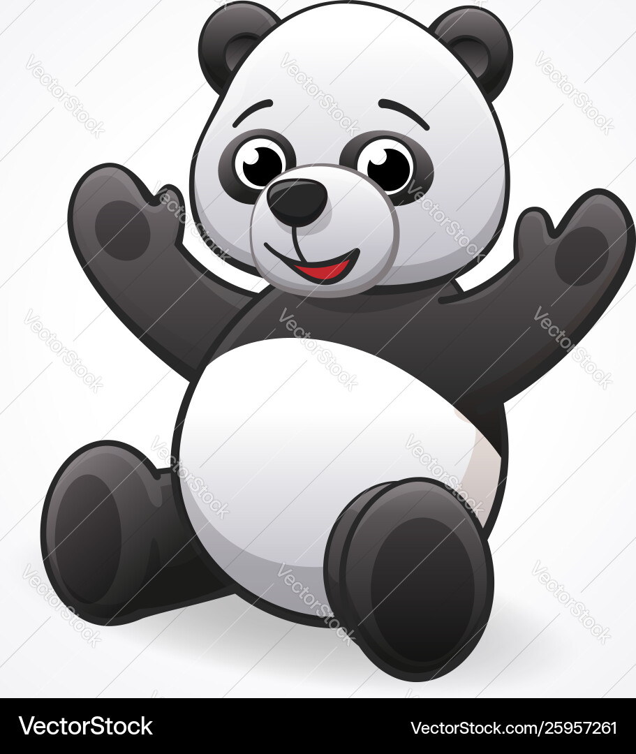 Cute happy cartoon panda sitting Royalty Free Vector Image
