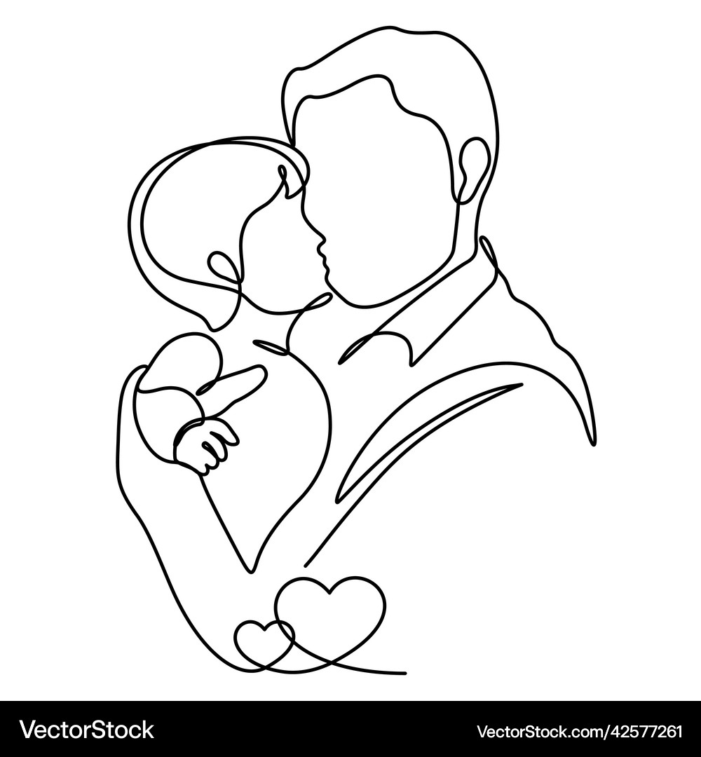 Happy fathers day continuous line art Royalty Free Vector