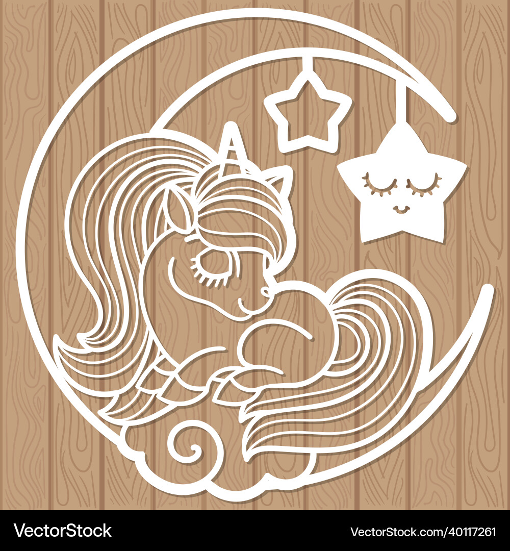 Magic Unicorn Cutout Template Royalty Free Vector Image