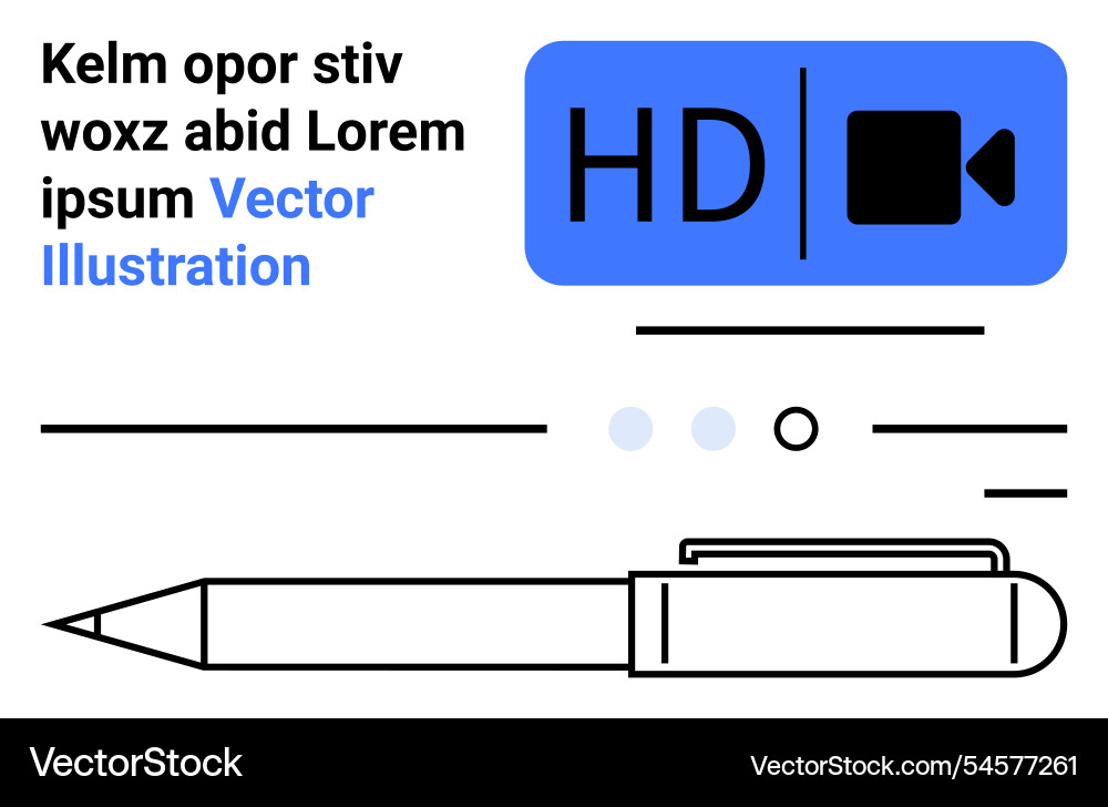 Modern hd video icon and pen design with sample Vector Image
