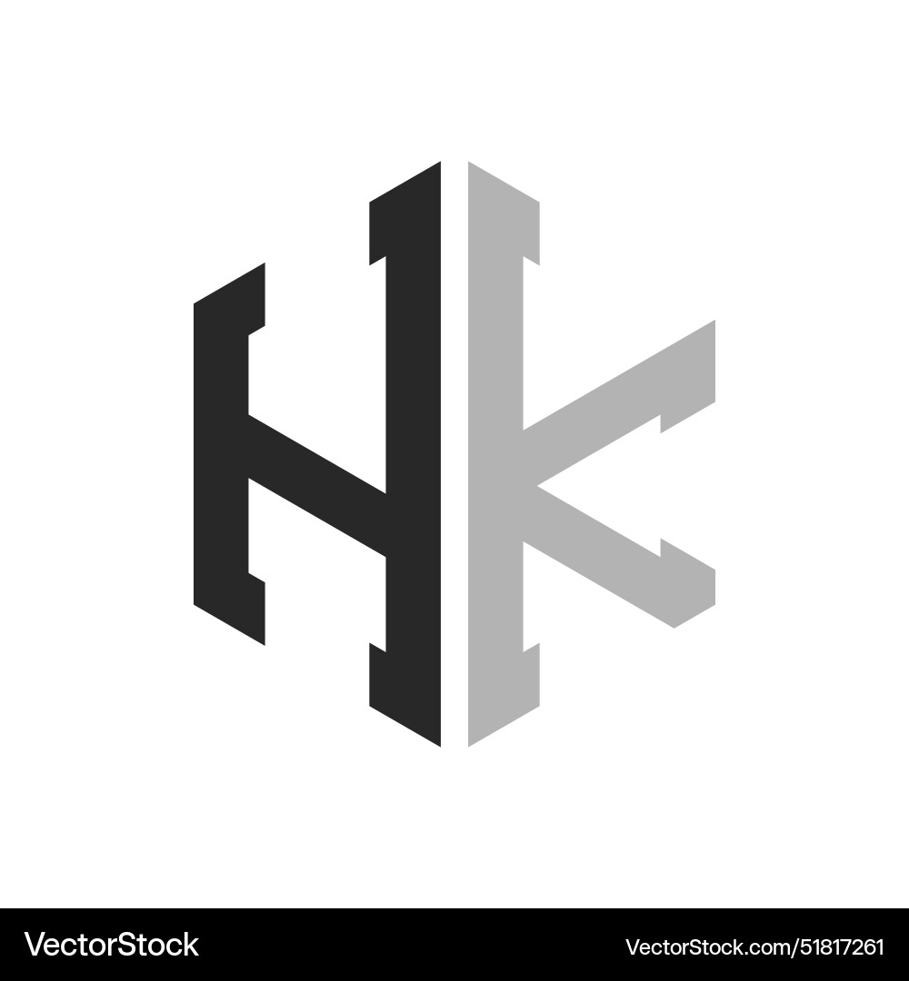 Modern unique hexagon letter hk logo design Vector Image