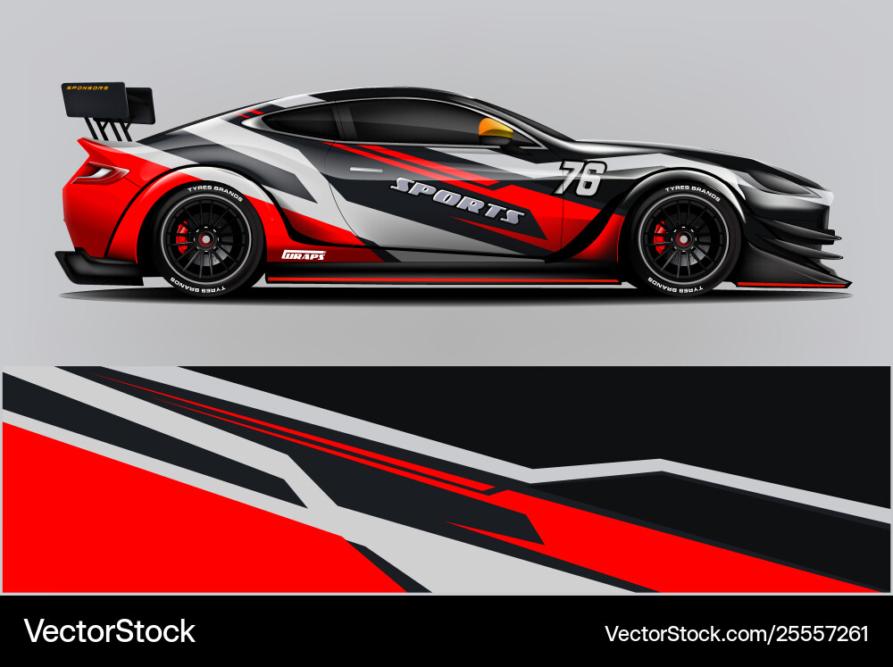 Sport car racing wrap design Royalty Free Vector Image
