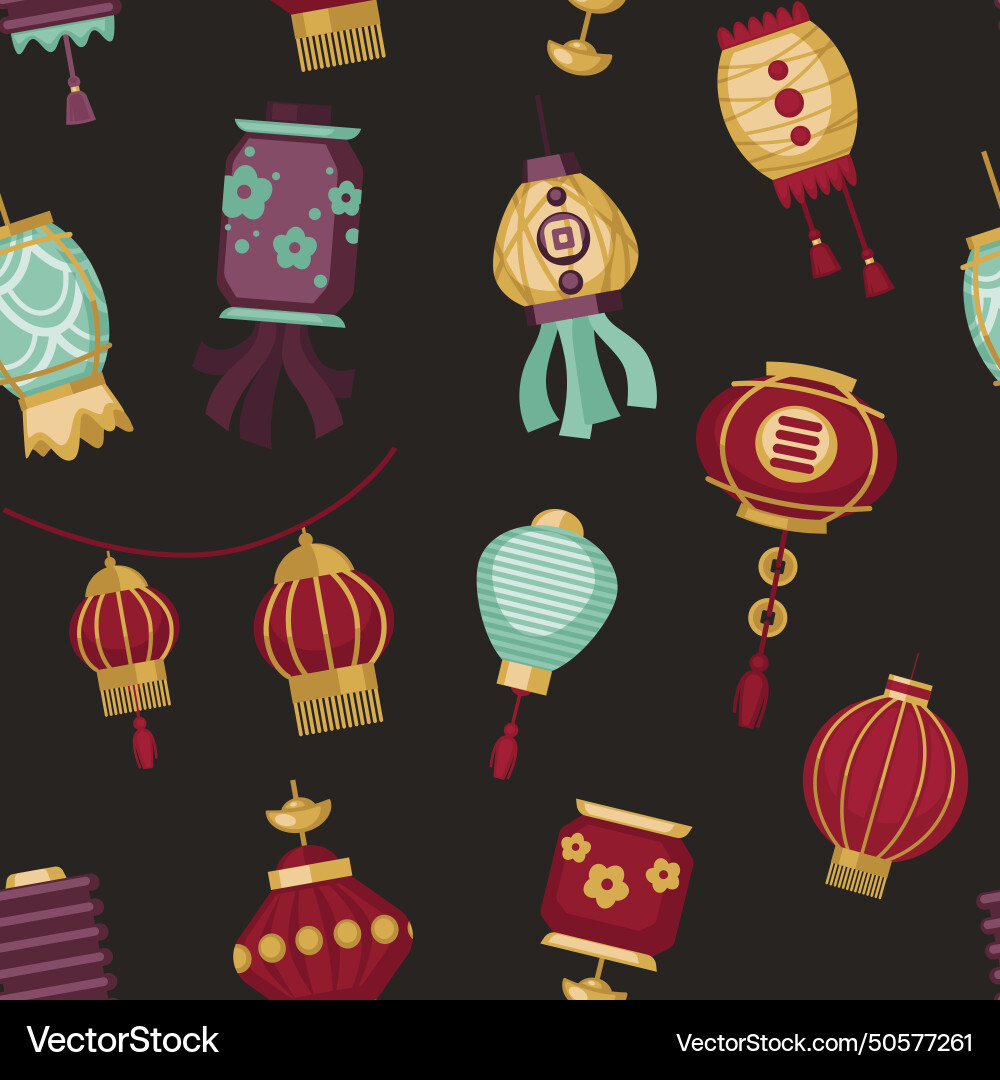 Traditional chinese lanterns seamless pattern Vector Image
