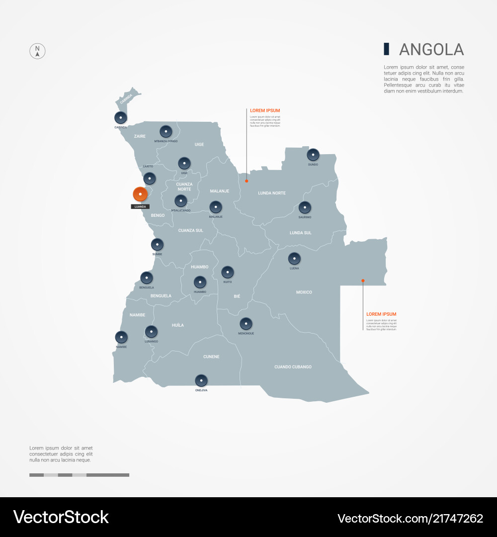 Angola infographic map Royalty Free Vector Image