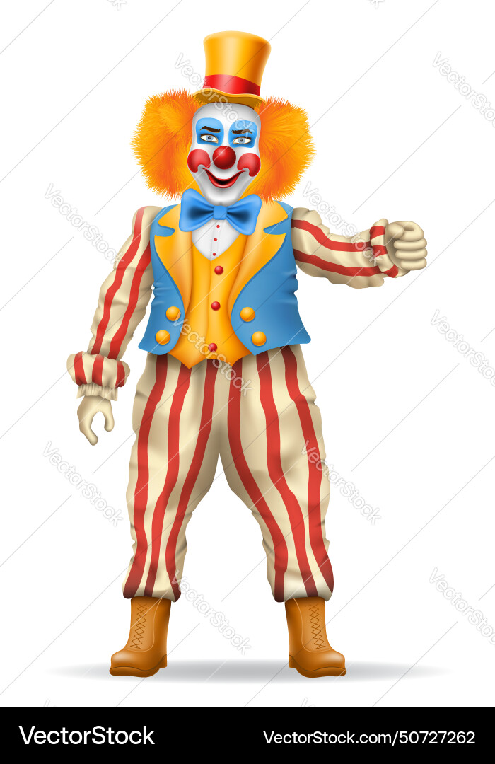 Cheerful clown actor and circus character Vector Image
