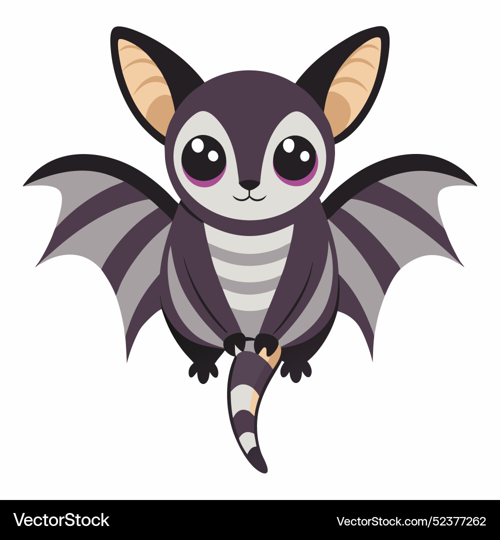 Colugo bat goes kawaii Royalty Free Vector Image