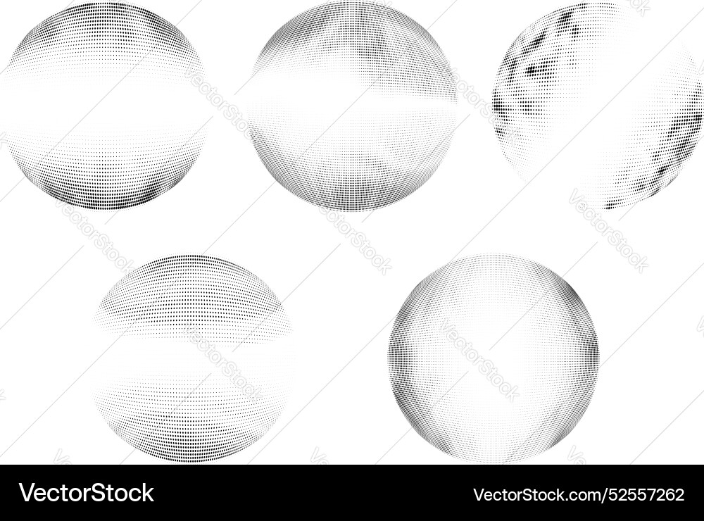 Halftone 3d sphere set Royalty Free Vector Image
