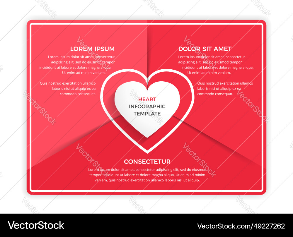 Heart infographics with 3 elements Royalty Free Vector Image