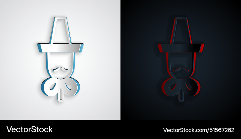 Paper cut traditional korean hat icon isolated Vector Image