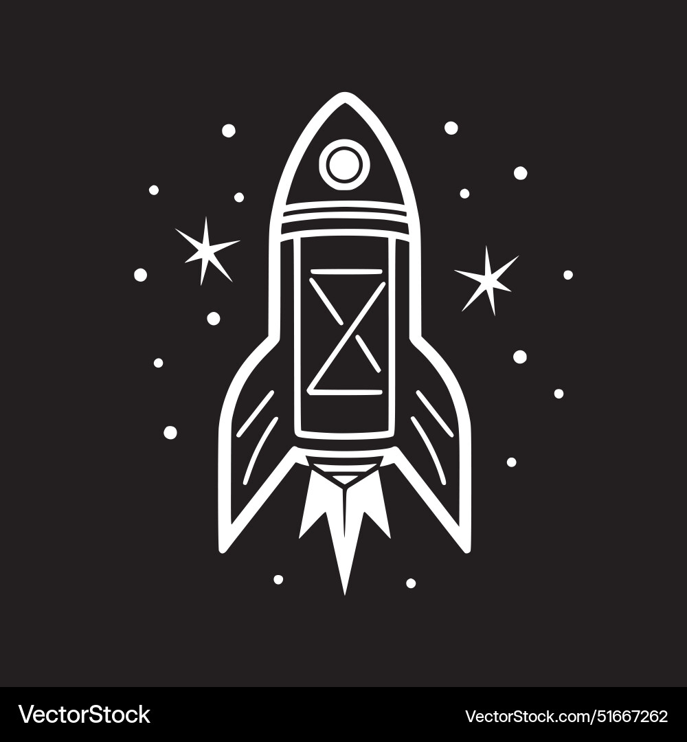 Rocket - black and white isolated icon Royalty Free Vector