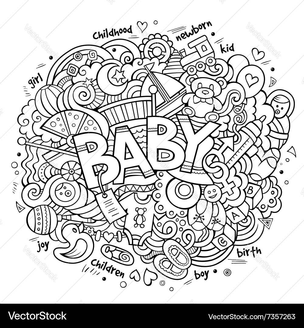 Cartoon hand drawn doodle baby Royalty Free Vector Image