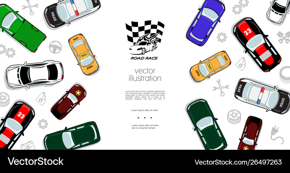 Colorful automobiles top view template Royalty Free Vector