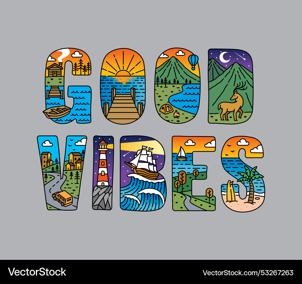 Good vibes typography design Royalty Free Vector Image