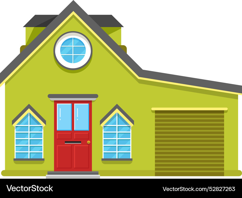 House front colorful ranch home facade icon Vector Image