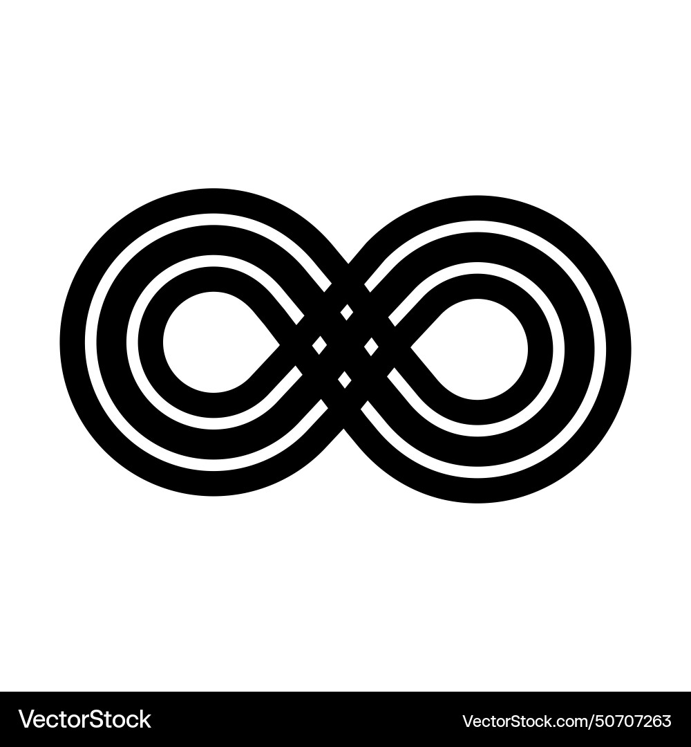 Image is a black and white drawing of an infinity Vector Image