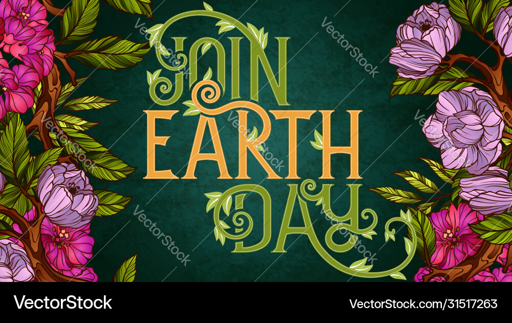 Join earth day poster template Royalty Free Vector Image