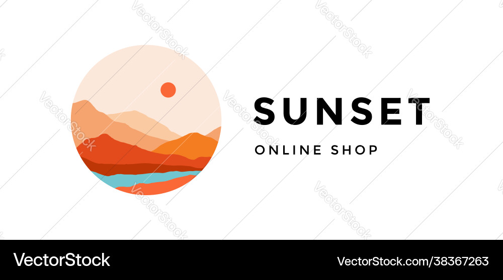 Logo logotype sign sunset online shop Royalty Free Vector