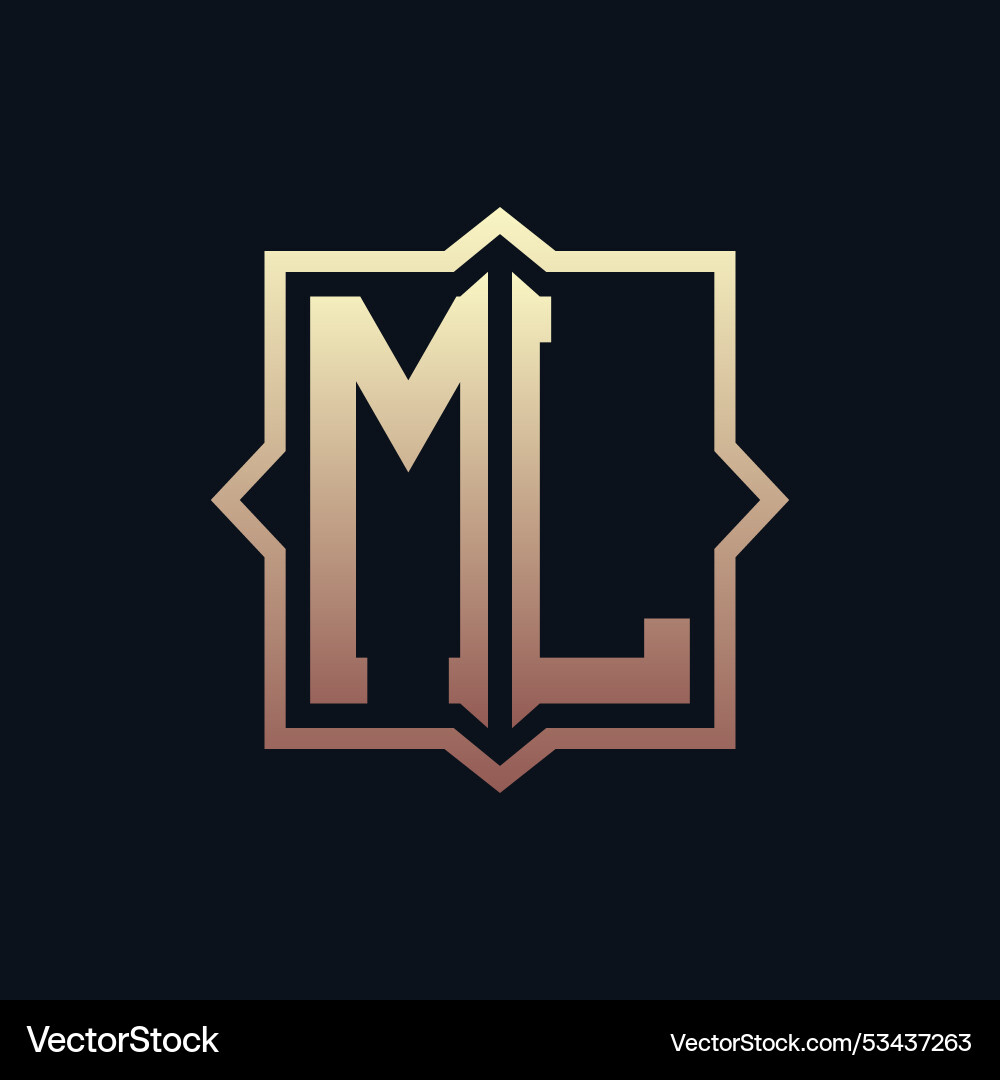 Luxury initial ml monogram logo design elegant Vector Image
